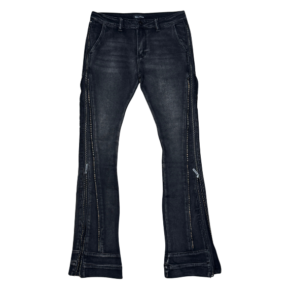 Vicious Stacked Multi Zipper Jeans "Black" – Backstage Boutique